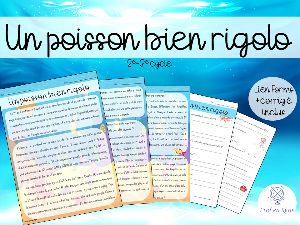 Poisson d’avril – compréhension de lecture – Prof en ligne